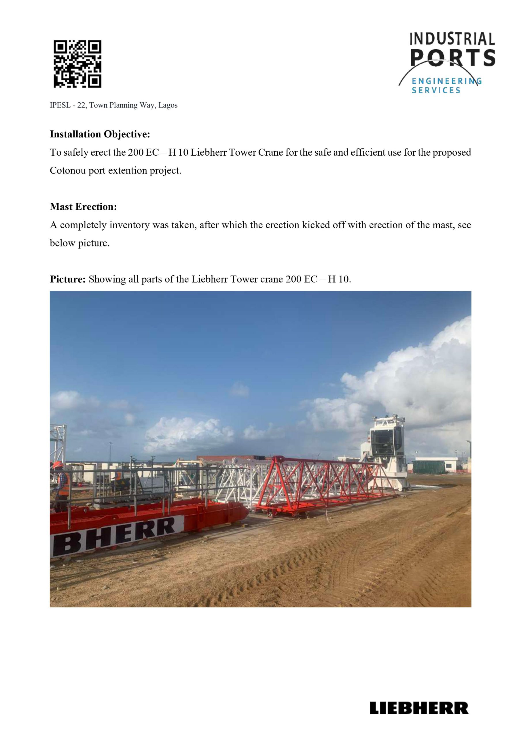 LIEBHERR TOWER CRANE INSTALLATION | IPESL