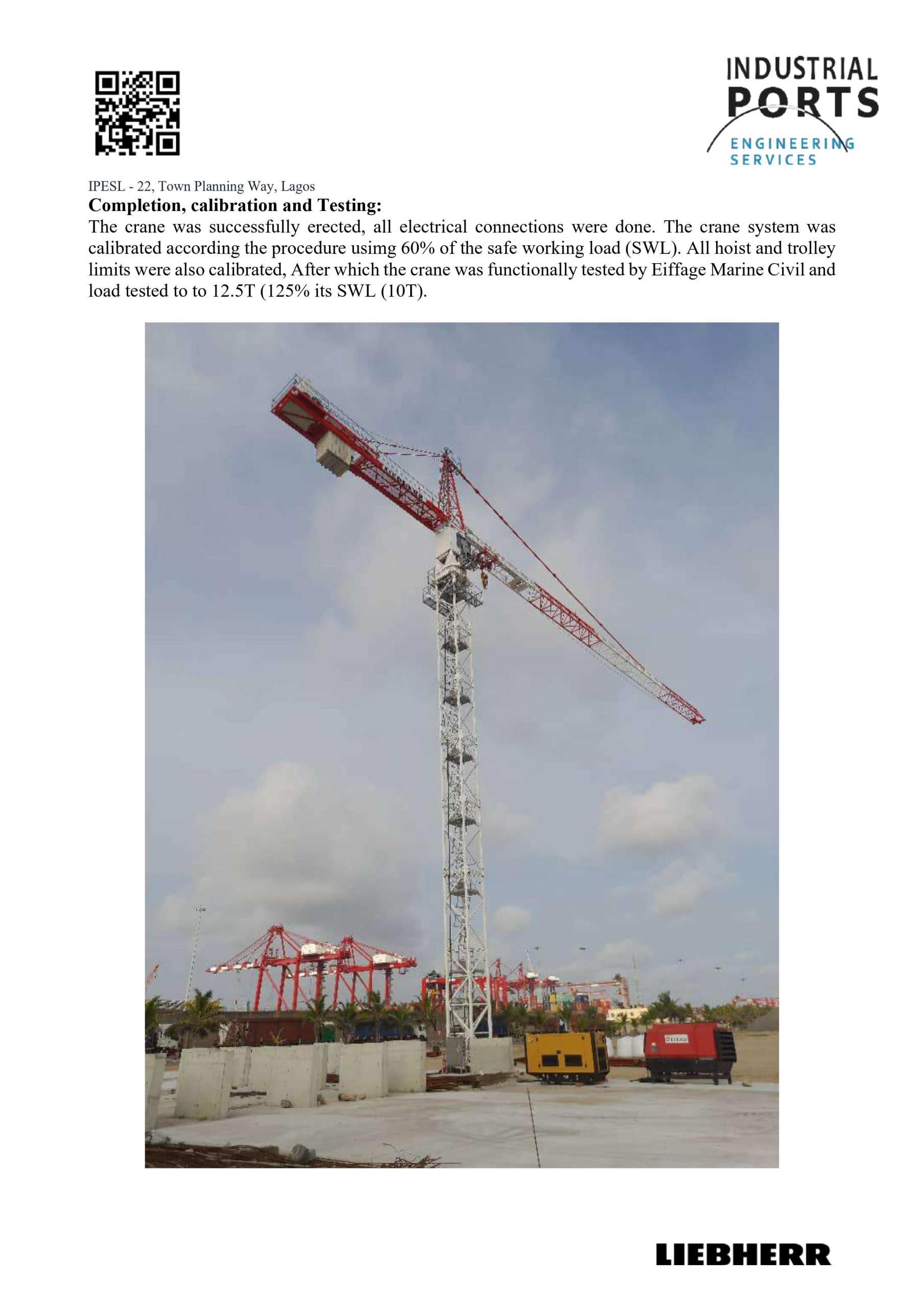 LIEBHERR TOWER CRANE INSTALLATION | IPESL